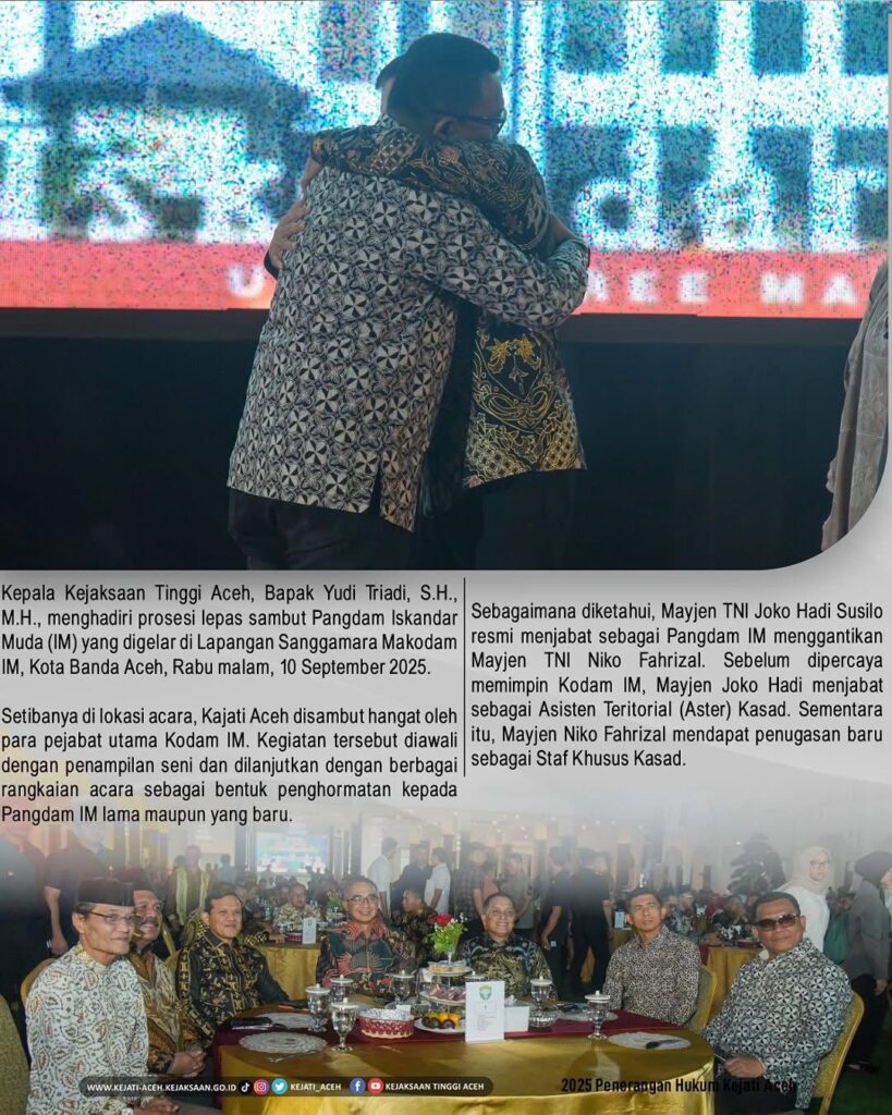 Kajati Aceh Yudi Triadi Hadiri Prosesi Lepas Sambut Pangdam Iskandar Muda, Wujudkan Sinergisitas ...